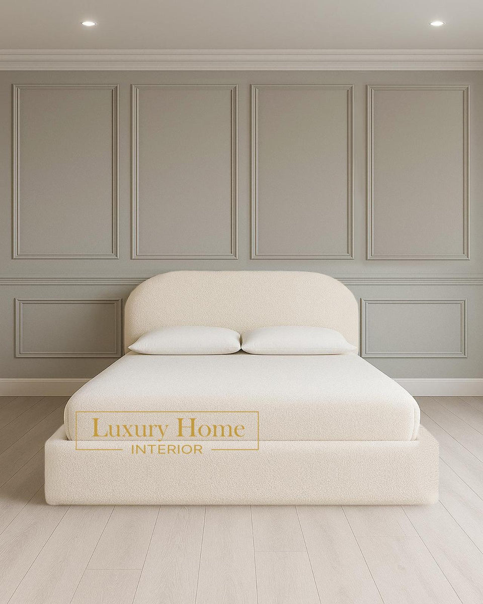 The Bespoke Lucy Boucle Upholstered Bed Frame-Fully Customisable with ...