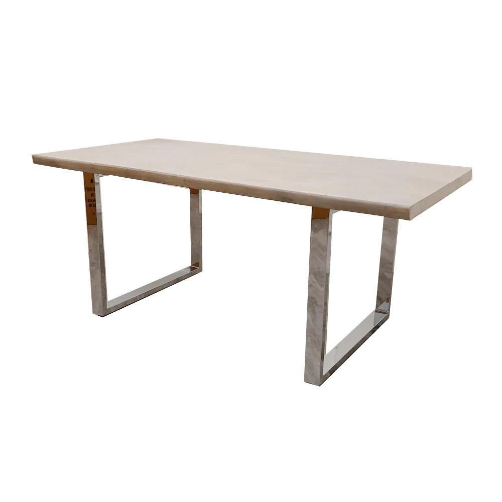 Freya 1.8 Dining Table Solid Light Pine wood with Chrome Metal Legs ...