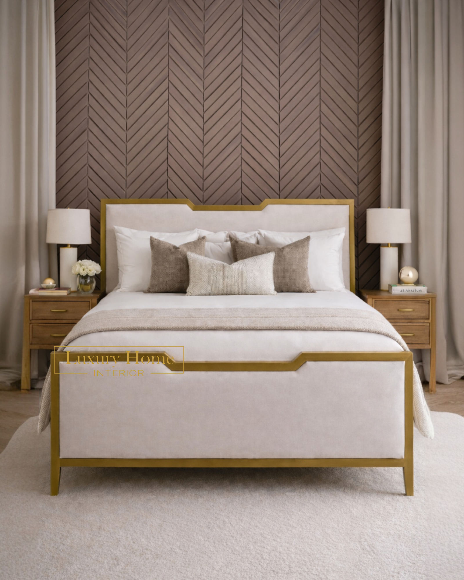 The Bespoke Royal Dubai II Bed- With Gold Metal Surround- Gold & Cream ...
